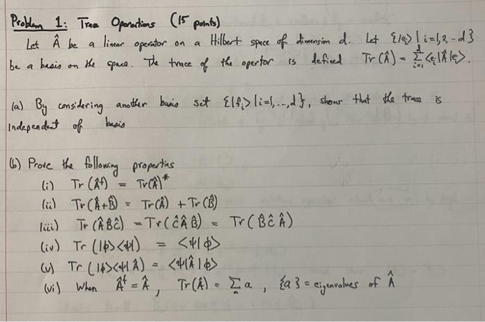 Solved Problem 1: Trae Oparations (15 polnts) Let A^ be a | Chegg.com Solved Problem 1: Trae Oparations (15 polnts) Let A^ be a | Chegg.com