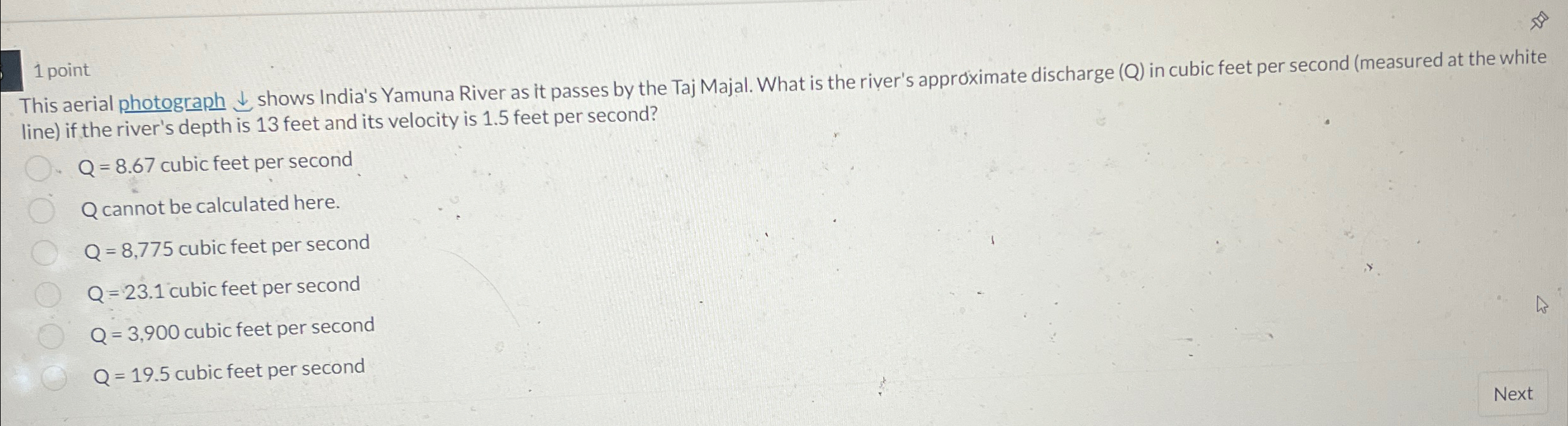 Solved 1 ﻿pointThis aerial photograph darr shows India's | Chegg.com