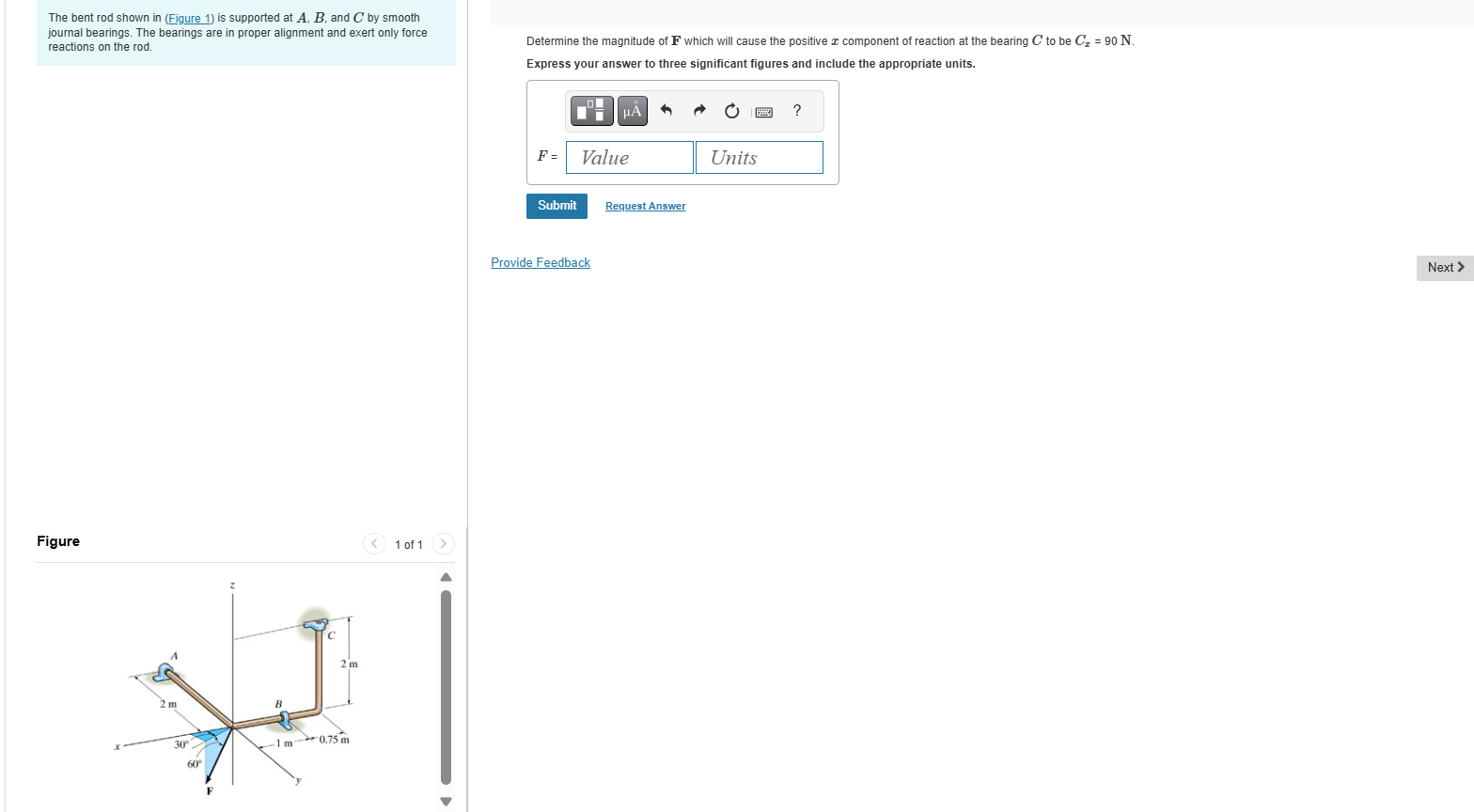Solved The bent rod shown in (Figure 1) ﻿is supported at | Chegg.com
