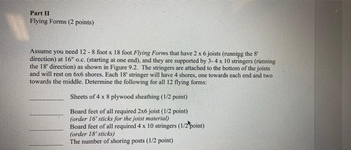 Solved Part II Flying Forms (2 points) Assume you need 12 - | Chegg.com