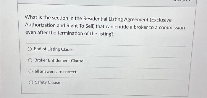 Solved What is the section in the Residential Listing | Chegg.com