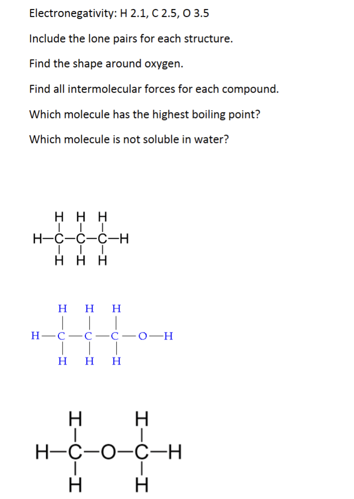 Solved Electronegativity: H 2.1, ﻿C 2.5, ﻿O 3.5Include the | Chegg.com