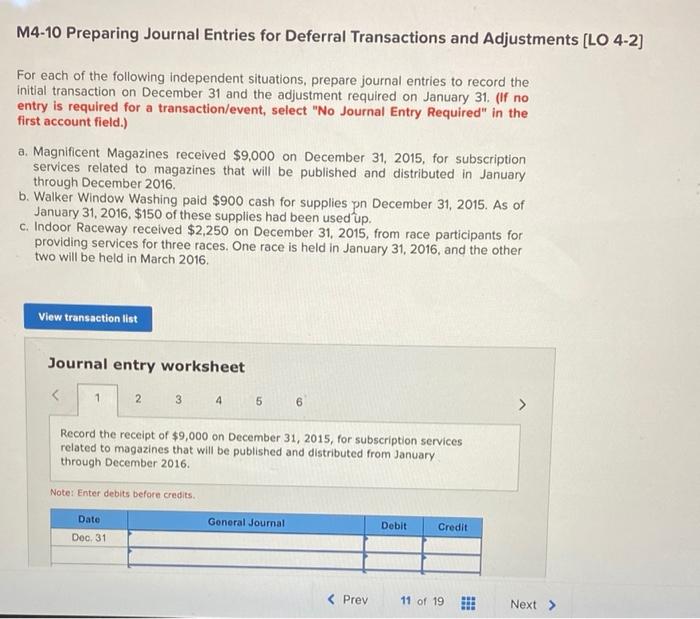 Solved M4-10 Preparing Journal Entries for Deferral | Chegg.com