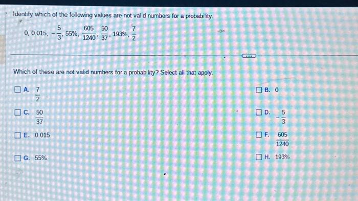 Solved Identify which of the following values are not valid | Chegg.com