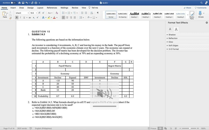 Solved Autosave QUES 5.5 = Design Layout Home Incert Draw | Chegg.com