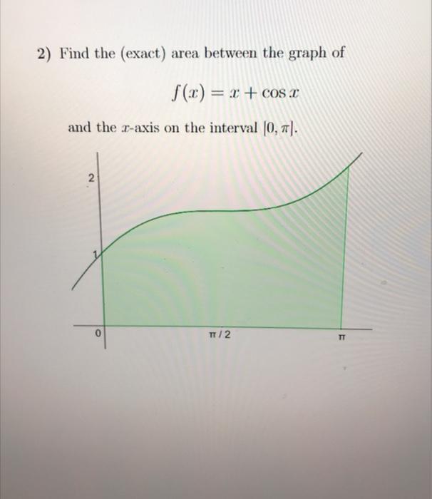 Solved 2) Find the (exact) area between the graph of | Chegg.com