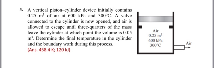 Solved 3. A vertical piston cylinder device initially | Chegg.com
