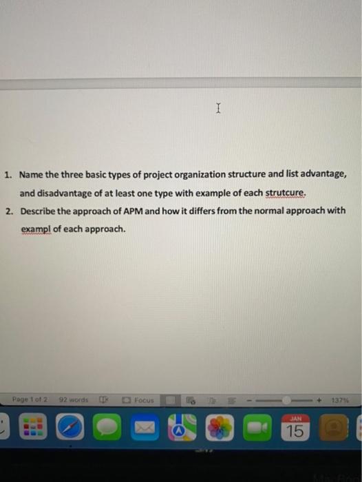 [Solved]: Name the three basic types of project organizatio