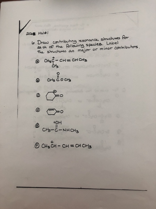 Solved HW1 6 Draw contributing resonance shuchures for each | Chegg.com