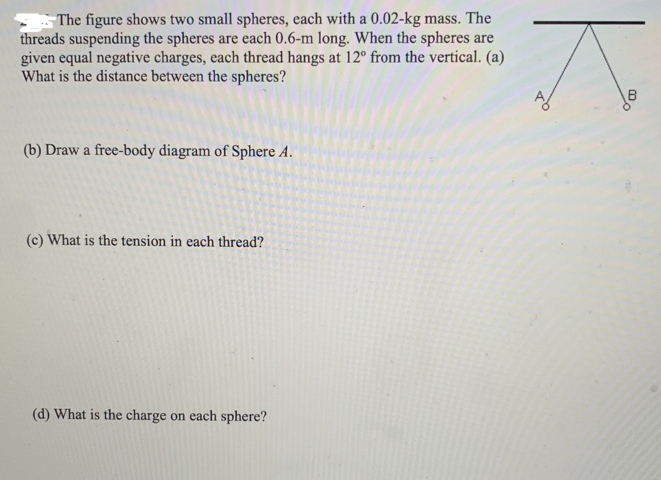 Solved The figure shows two small spheres, each with a | Chegg.com
