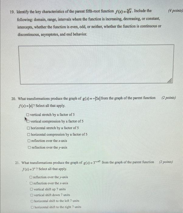 Solved (4 points) 19. Identify the key characteristics of | Chegg.com