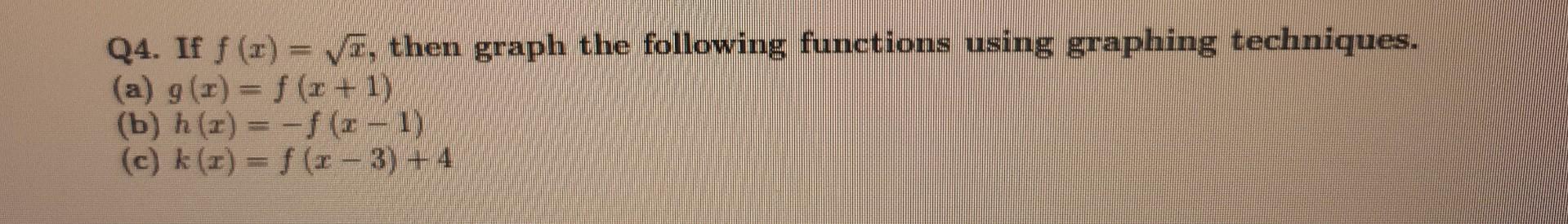 Solved Q4. If f(x)=x, then graph the following functions | Chegg.com