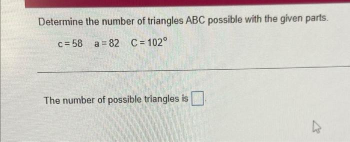 Solved Determine the number of triangles ABC possible with | Chegg.com