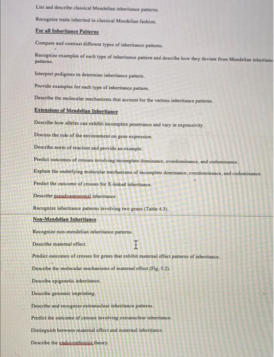 Solved List and describe classical Mendelian inheritance | Chegg.com