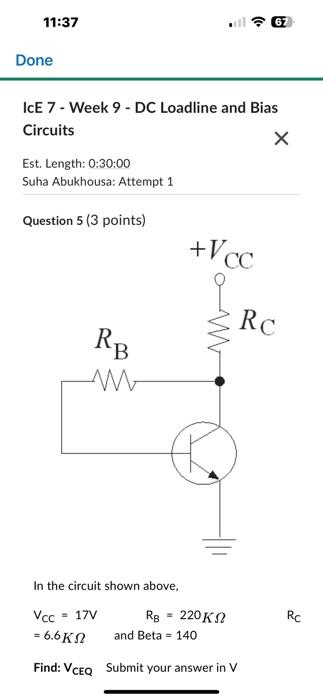 Solved Question 6 3 Points In The Circuit Shown Above 