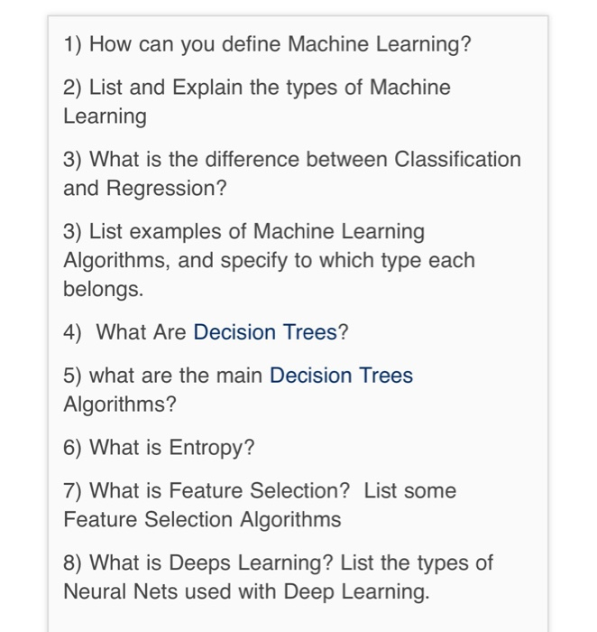 Solved 1 Define Machine Learning 2 List Explain Types Mac