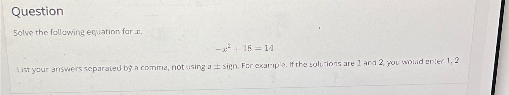 Solved QuestionSolve the following equation for | Chegg.com