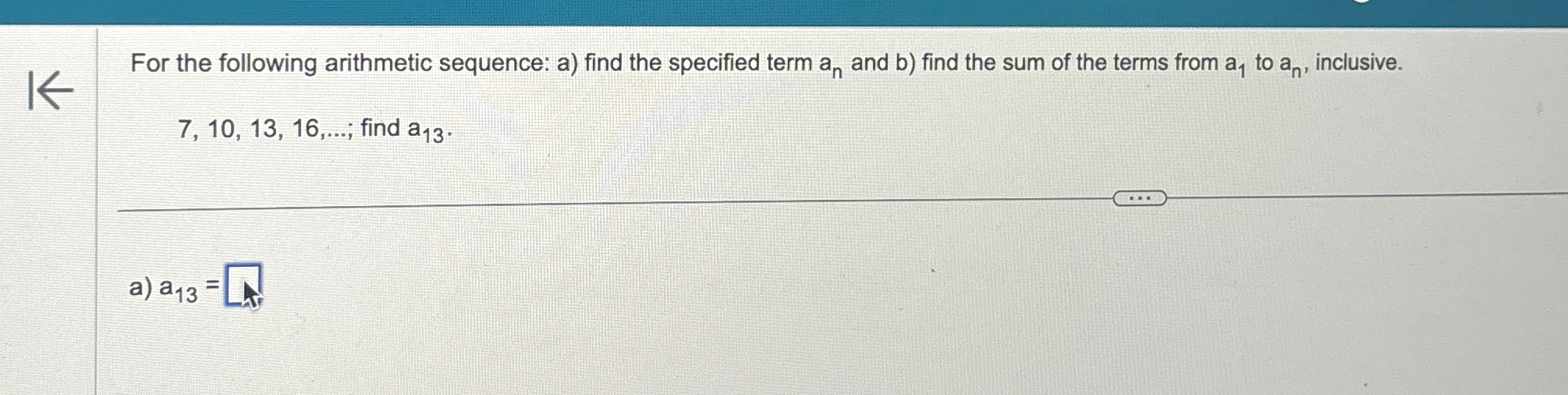 Solved For the following arithmetic sequence: a ) ﻿find the | Chegg.com