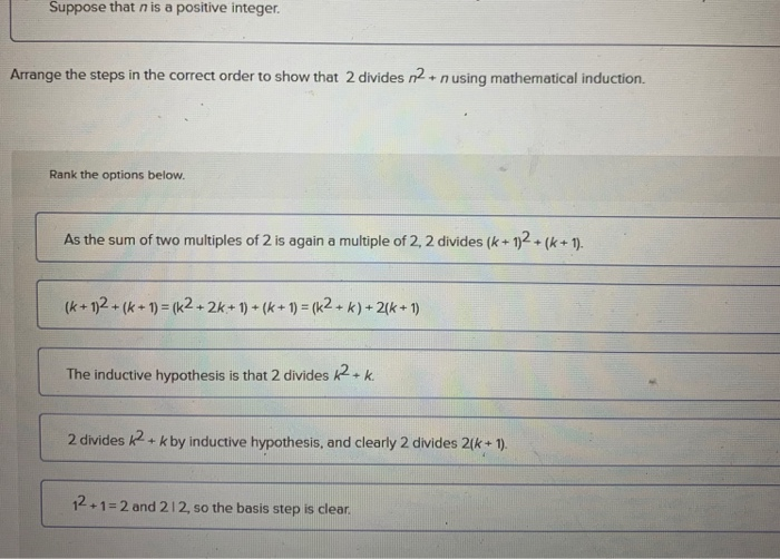 Solved Suppose that is a positive integer. Arrange the steps | Chegg.com