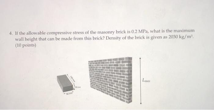 Solved 4. If the allowable compressive stress of the masonry | Chegg.com