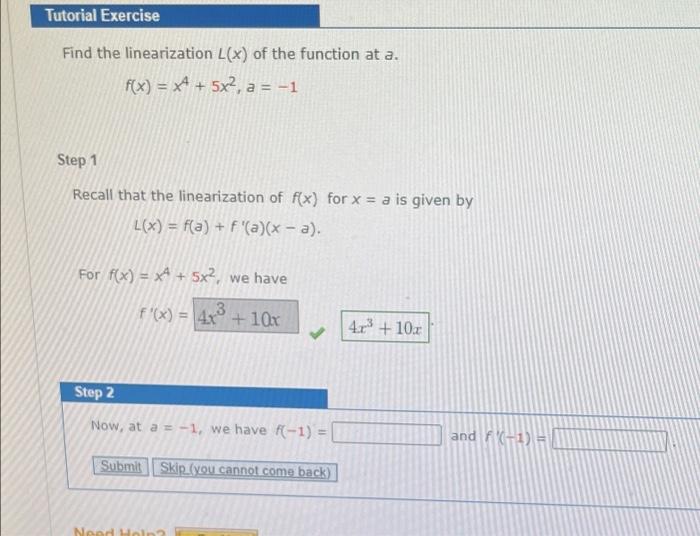 Solved Tutorial Exercise Find the linearization L(x) of the | Chegg.com
