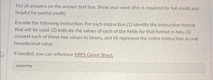 Put all answers on the answer text box. Show your | Chegg.com