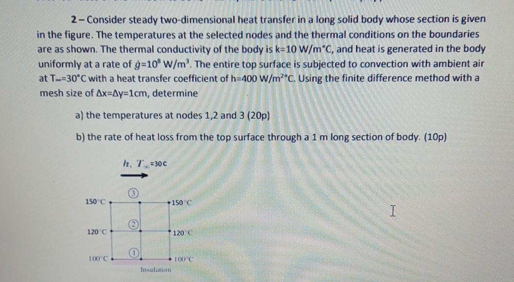 Solved 2 - Consider steady two-dimensional heat transfer in | Chegg.com