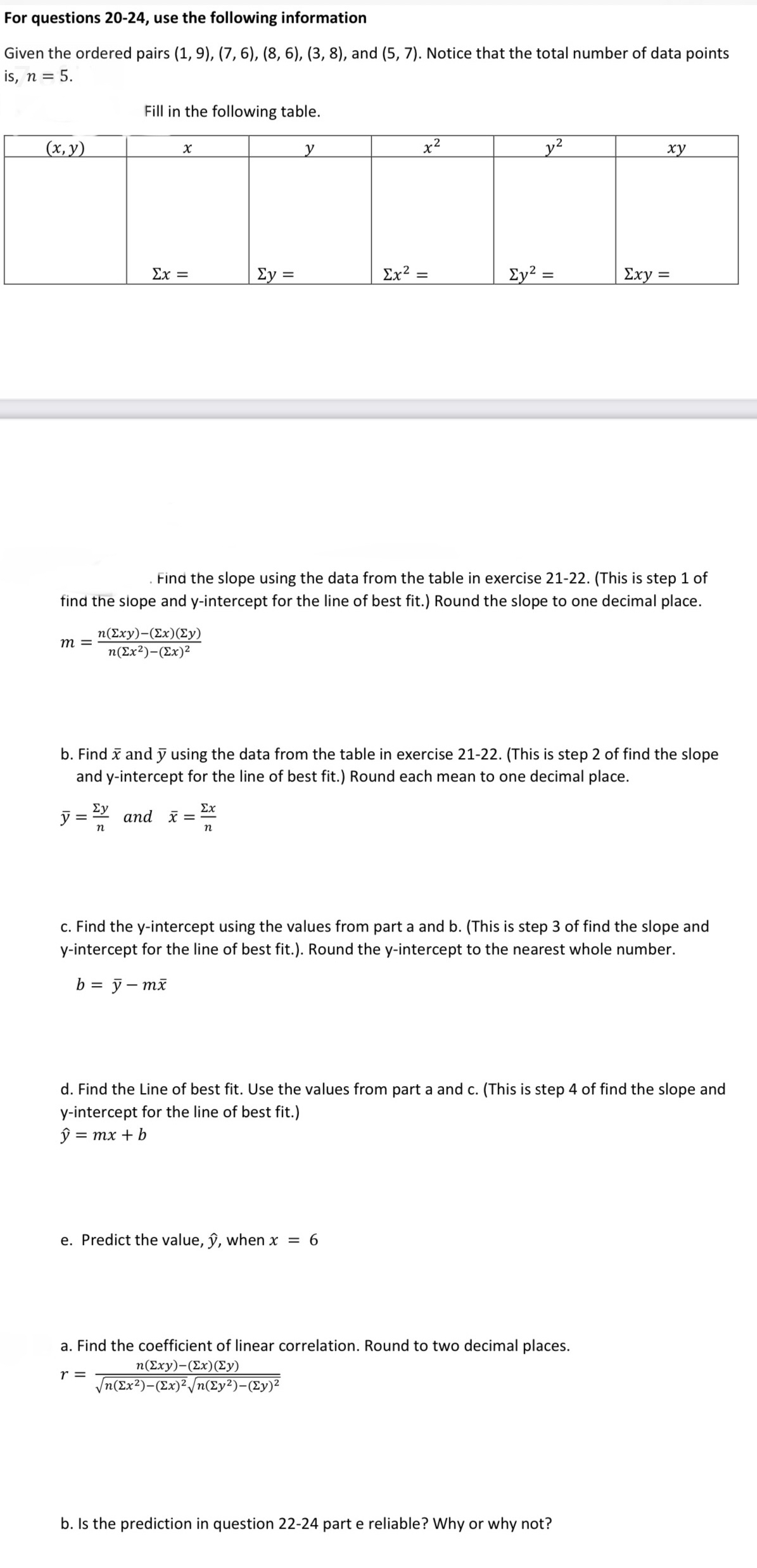 Solved For questions 20-24, ﻿use the following | Chegg.com
