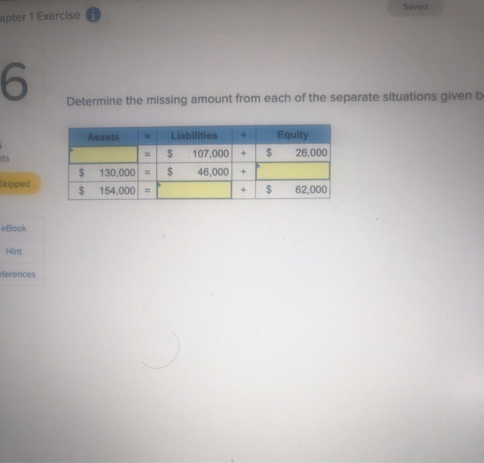 Solved Determine the missing amount from each of the | Chegg.com