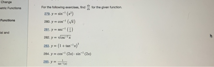 Solved Change hetric Functions Functions For the following | Chegg.com