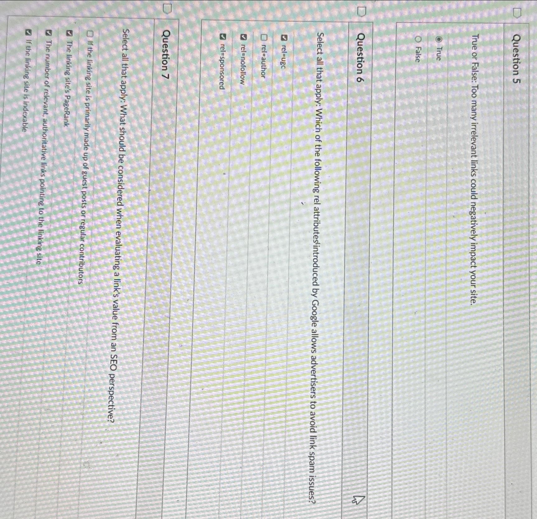 Solved Question 5True or False: Too many irrelevant links | Chegg.com