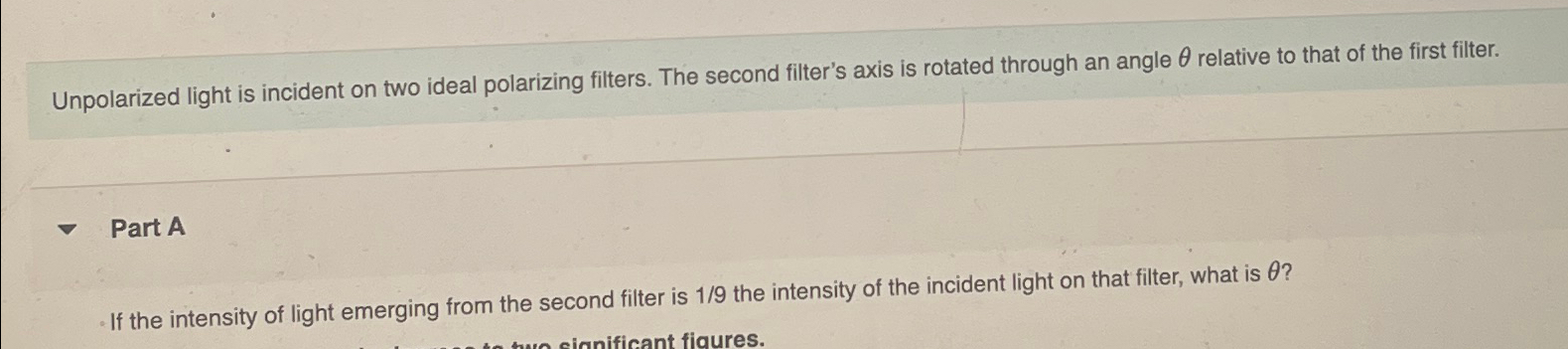 Solved Unpolarized light is incident on two ideal polarizing | Chegg.com