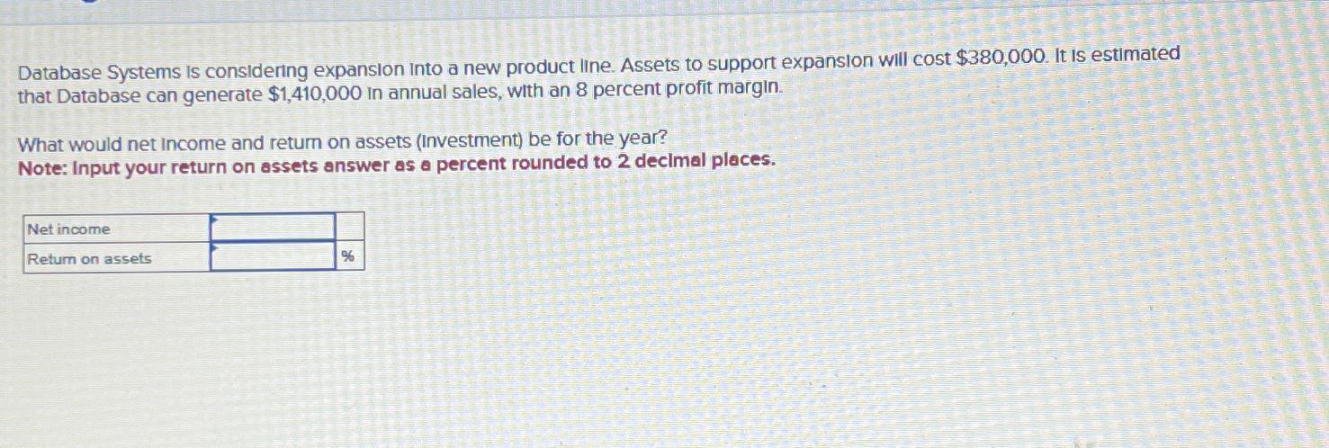 Solved Database Systems is considering expansion into a new | Chegg.com