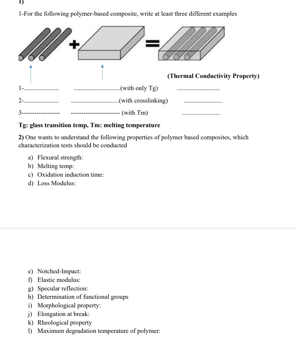 Solved • ﻿1-For the following polymer-based composite, write | Chegg.com