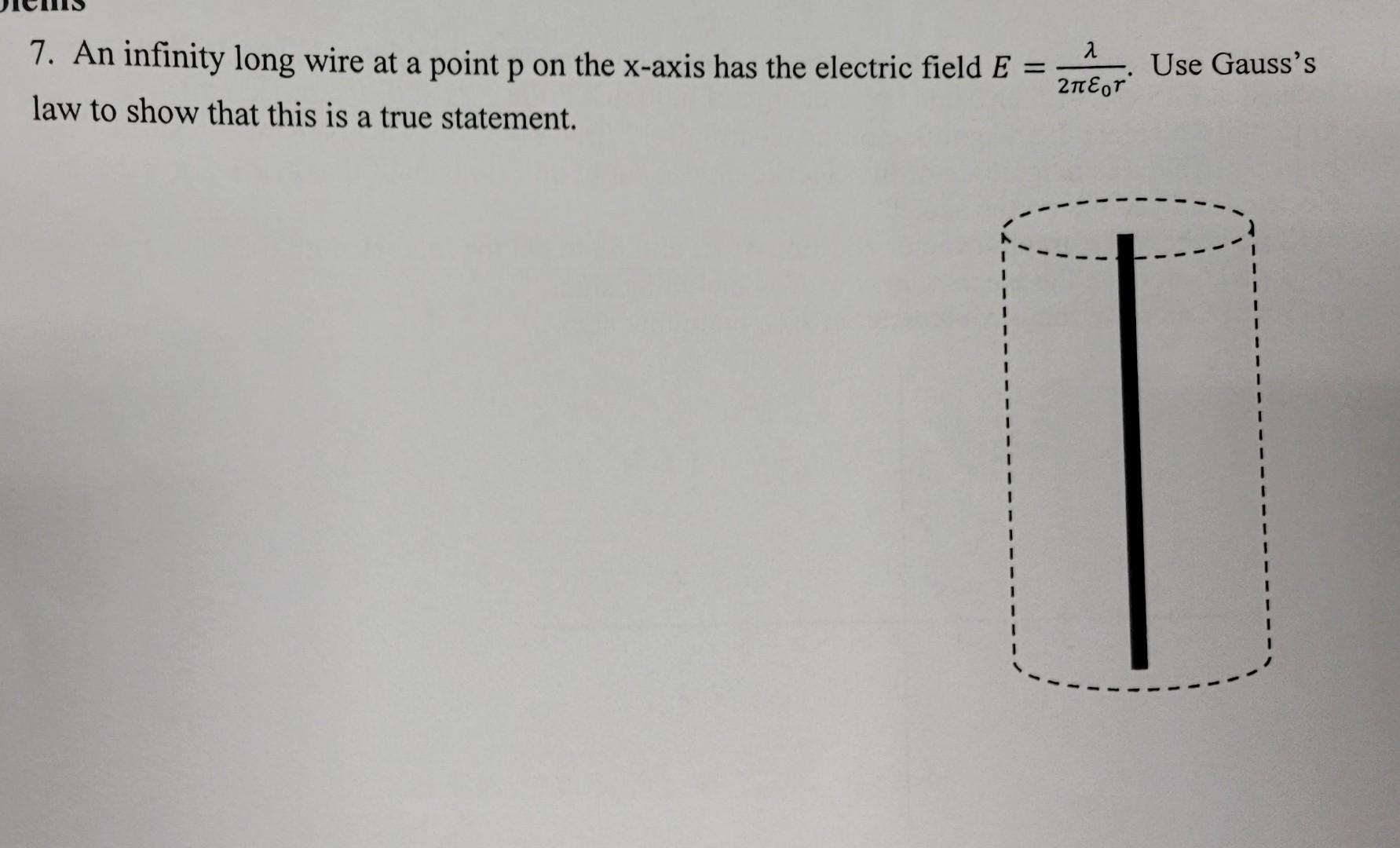 Solved 7. An infinity long wire at a point p on the x-axis | Chegg.com
