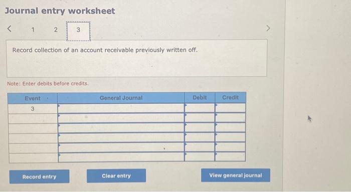Solved Journal entry worksheet Record collection of an | Chegg.com
