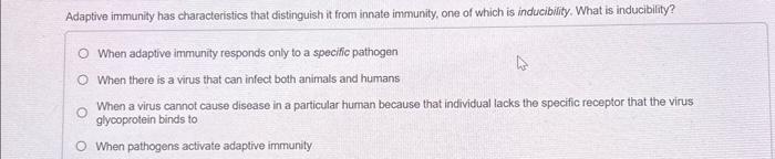 Solved Adaptive immunity has characteristics that | Chegg.com