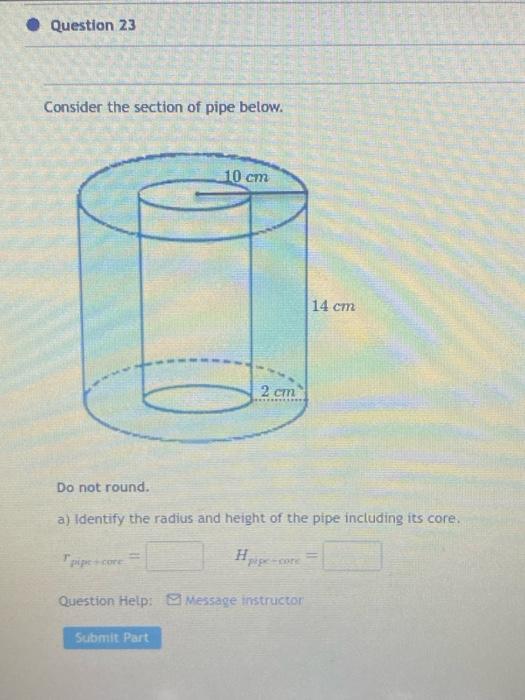 Solved Question 23 Consider the section of pipe below. Do | Chegg.com