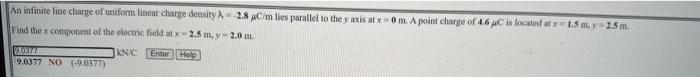 Solved An infinite line charge of uniform linear charge | Chegg.com