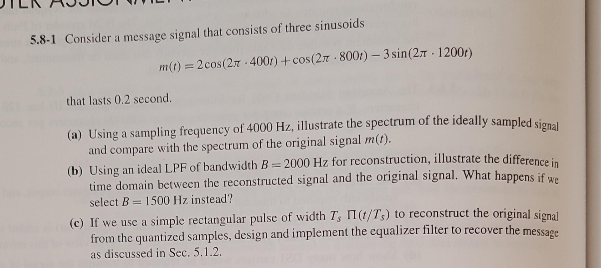 Solved 5.8-1 Consider a message signal that consists of | Chegg.com