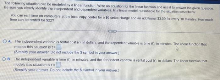 Solved The following situation can be modeled by a linear | Chegg.com