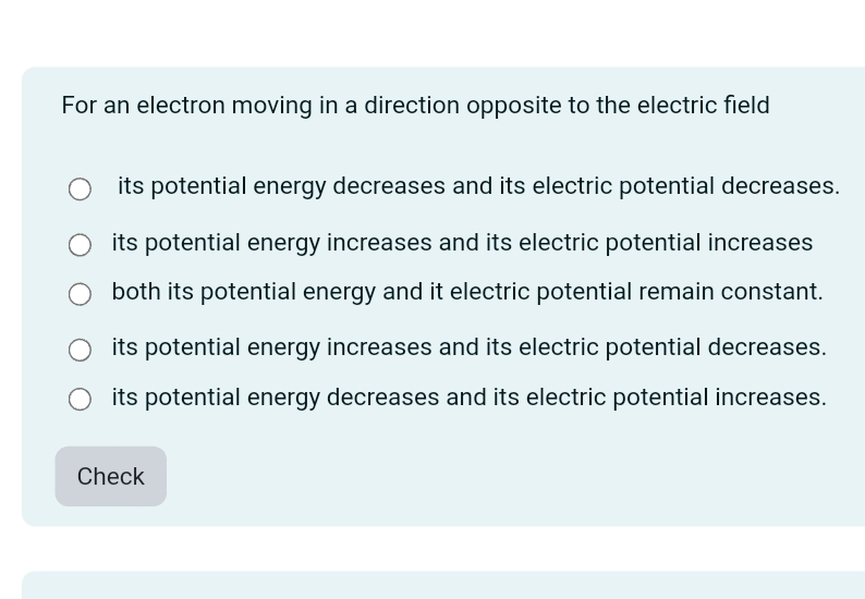 Solved For an electron moving in a direction opposite to the | Chegg.com