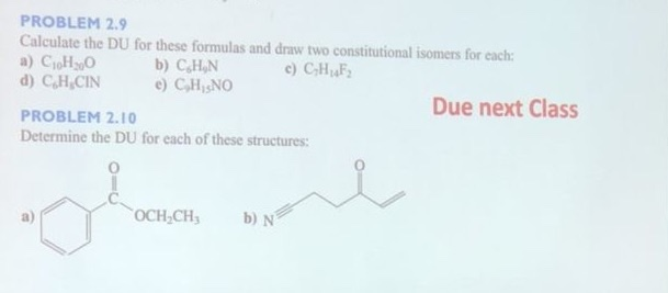 Solved PROBLEM 2.9 Calculate the DU for these formulas and | Chegg.com