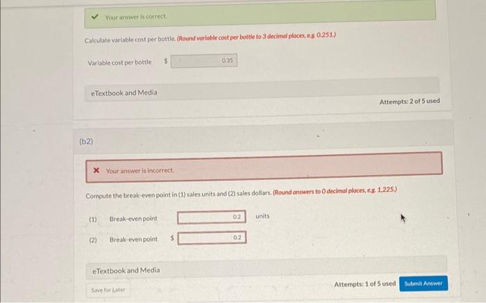Solved Calculate variable cost per bottle. (Round verioble | Chegg.com