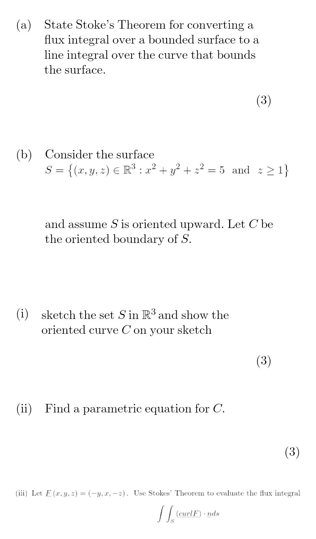 Solved (a) State Gauss' Theorem for converting a flux | Chegg.com