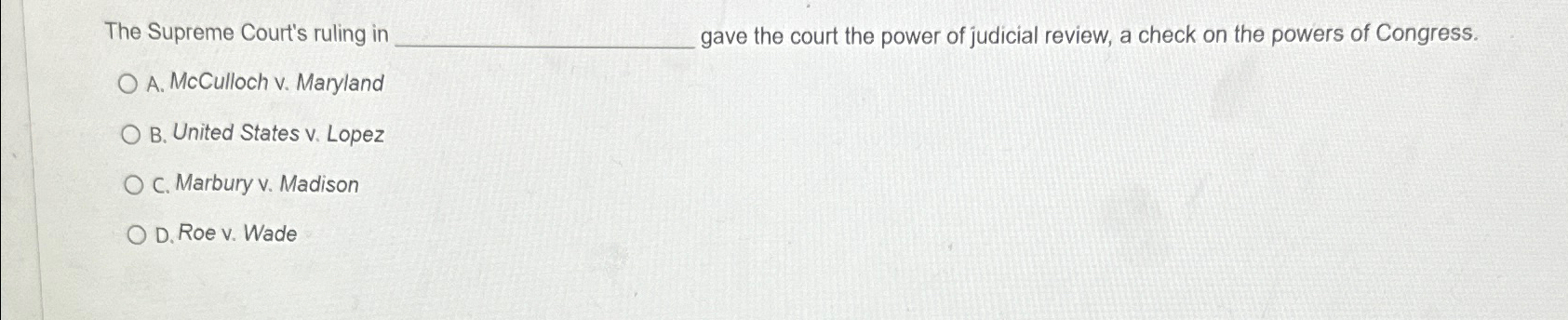 Solved The Supreme Court's ruling in gave the court the | Chegg.com