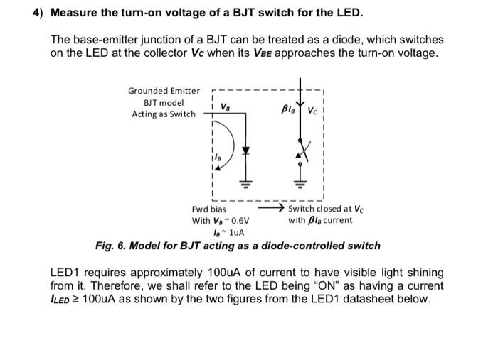 Measure the turn-on voltage of a BJT switch for the | Chegg.com