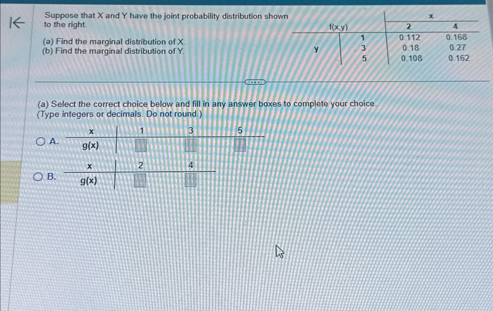 Solved Suppose that x ﻿and Y ﻿have the joint probability | Chegg.com