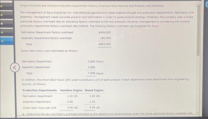 Solved Single Piantwide and Multiple Production Deportment | Chegg.com