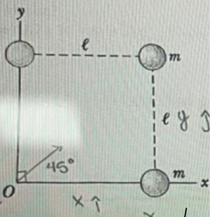 Solved Three small objects of equal mass (m) are located at | Chegg.com